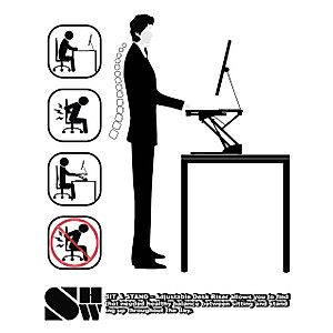 SHW 28" Over Desk Height Adjustable Standing Desk, Black