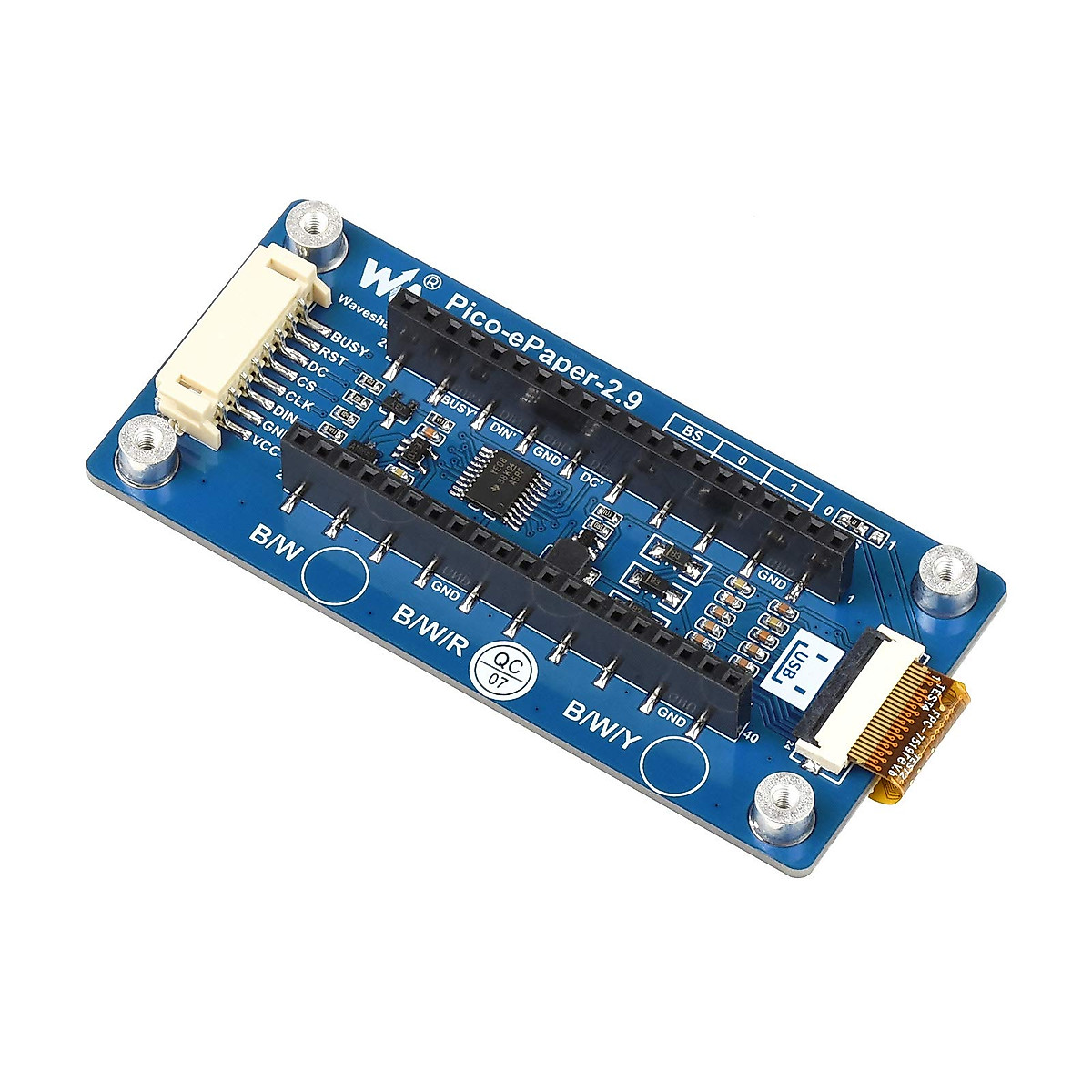 waveshare 2.9inch e-Paper Display Module for Raspberry Pi Pico, Red Black White Three Colors 296×128 Pixels E-Ink LCD Screen, SPI Interface Wide Viewing Angle, Paper-Like Effect