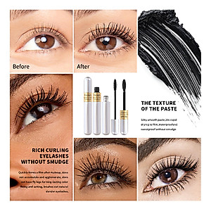 AKARY Mascara Waterproof & Smudge-Proof - 2-1 Long-Lasting Mascara Black Volumizing and Lengthening for Eye Makeup, Liquid Lash Extensions Mascara for a Full Fan Effect, No Clumping, Curling Eyelashes, Vegan & Cruelty-Free, 02 Brown