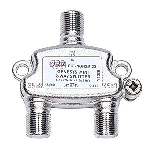 2 Way Digital Video Splitter 1 GHz with Return Path 5-1000 MHz 3212 Genesys II PCT-NGN2M-2S Mini Horizontal Drop Splitter -130 dB RFI UHF/VHF Video TV Antenna Coax Cable