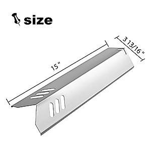 Clivimi 15” Stainless Steel Grill Heat Plates Tent Shield, Grill Burner Cover BBQ Gas Grill Replacement Parts Kit for Dyna-Glo DGF510SBP, Backyard BY13-101-001-13, BY14-101-001-02, Uniflame GBC1059WB