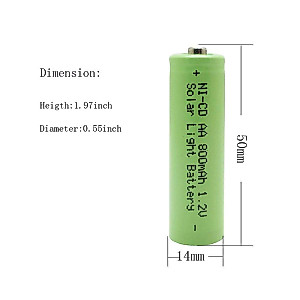 XUNTU 20 Pack Combo AA NiCd 1.2V 800mAh Rechargeable Battery for Solar Outdoor Lights Lamp Garden Yard Lawn