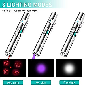 Cowjag Cat Toys, Laser Pointer with 7 Adjustable Patterns, USB Recharge Laser, Long Range and 3 Modes Training Chaser Interactive Toy, Dog Laser Pen Toy