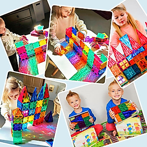 Loovio Magnetic Tiles Toddler Toys for 3 Year Old Boys & Girls, Magnetic Blocks Gifts Toys for Toddler Kids Ages 3-5, Preschool Learning Montessori STEM Magnet Toys - Starter Set