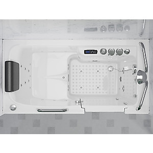 ANZZI Walk In Tub 53" x 27'' Right Drain Fully Loaded Tub, Air Jets & Whirlpool Massage Jets Hot Tub, Quick Fill, 6 Setting Handheld Shower Sprayer, Aromatherapy, Bath Pillow, LED Light - 2753FLWR