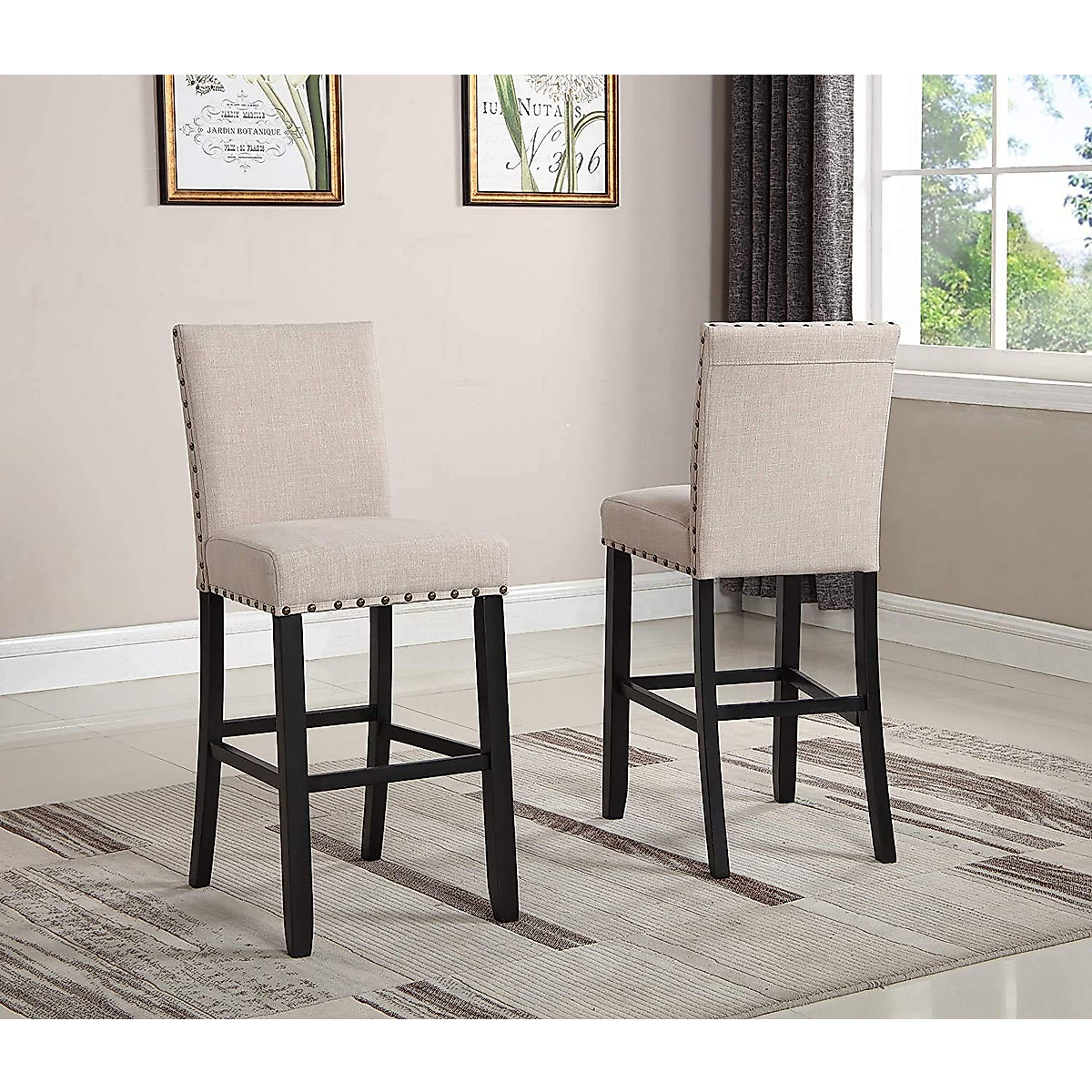 New Classic Furniture Crispin Bar Chair, 2-Pack, Natural