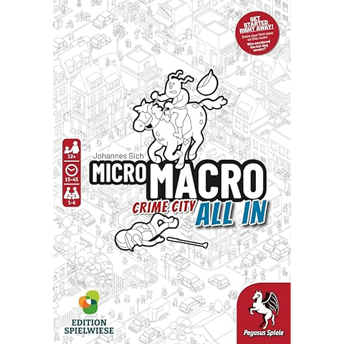 MicroMacro: Crime City 3: All in – Board Game by Pegasus Spiele - 1-4 Players – Board Games for Family – 15-45 Minutes of Gameplay – Games for Game Night – Teens and Adults Ages 14+ - English Version
