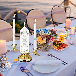 Landhoow 3 Unity Floral Candles for Wedding Ceremony Set with Golden Candle Holder White Pillar and Taper Candles Religious Wedding Catholic Anniversary Big Events Gifts for Couple