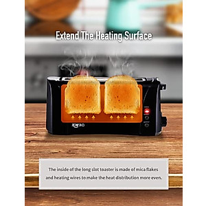 Long Slot Toaster 2 Slice Best Toaster 2 Slice Wide Slot, Vintage Black Toaster with Defrost/Reheat/Cancel/6 Bread Shade Settings/Removable Crumb Tray for Waffles Bagels, Easy To Use, 1000w