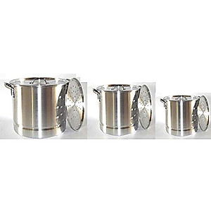 Thaweesuk Shop 3 Big Tamale Steamer Vaporera Stock Pots Premium Thick Aluminum 32QT/40QT/52QT of Set