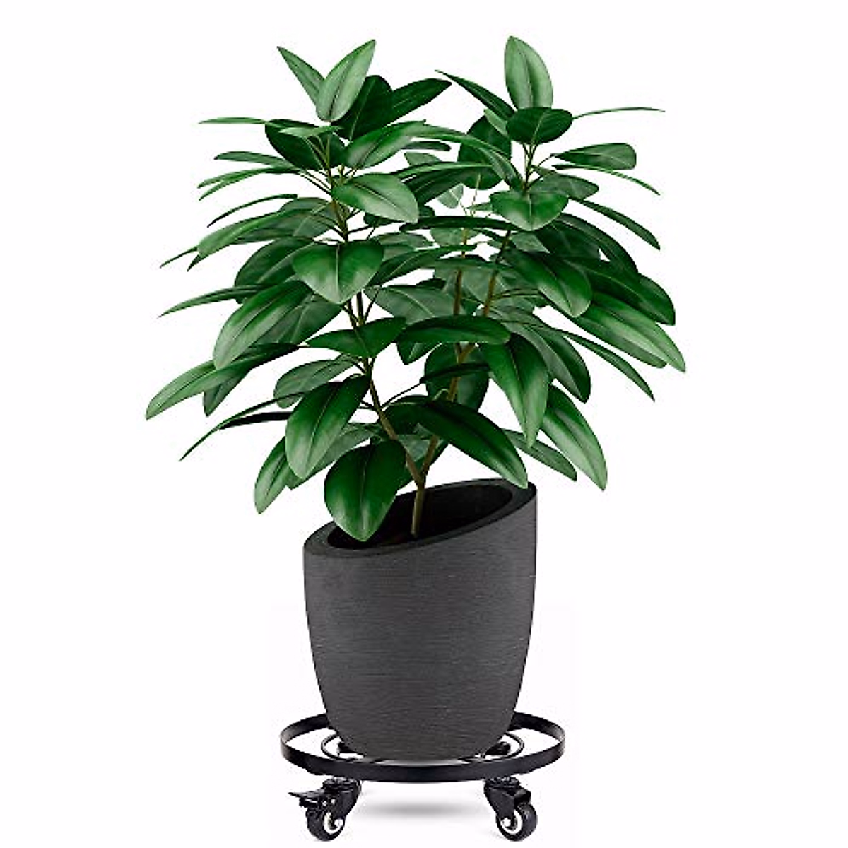 Patio Plant Trivet with Wheels | Outdoor Plant Stand with Wheels | Rolling Plant Stand with Casters Heavy Duty (44lbs Capacity) | Plant Dolly with Wheels | Modern Plant Stand Caddy (Set 2)