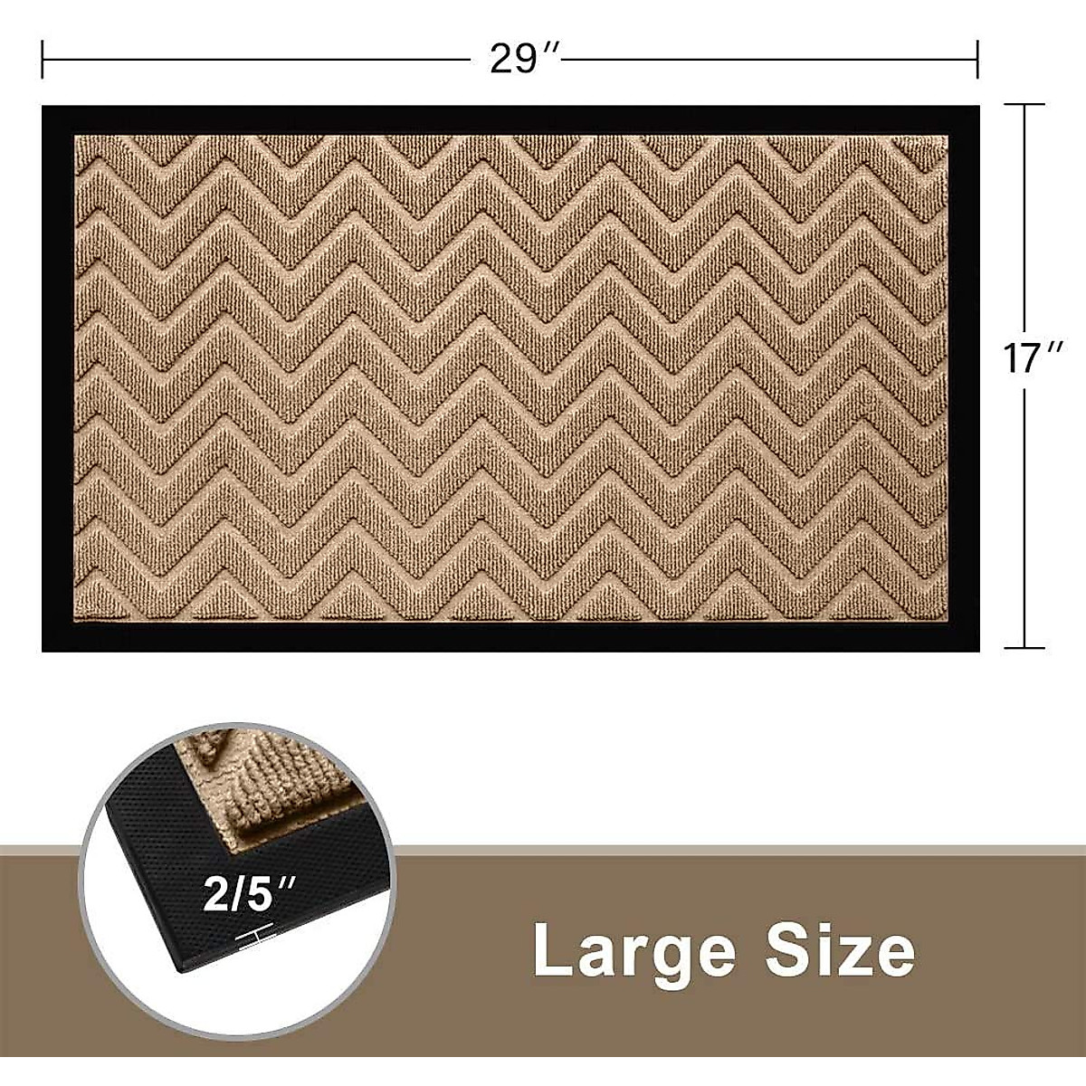 AMAGABELI GARDEN & HOME Outside Shoe Mat Rubber Doormat for Front Door 18"x 30" Outdoor Mats Entrance Waterproof Rugs Dirt Debris Mud Trapper Carpet for Patio Non Skid Doormats BG043