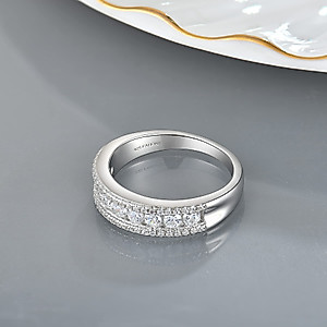 Fahonie Eternity Ring Wedding Band for Women 925 Sterling Silver cut 5A Cubic Zirconia Anniversary Promise Ring(Size11)