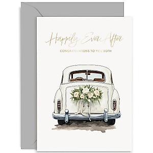 Special Wedding Day Card for Couple - Mr and Mrs Wedding Car Card Gift - Just Married Card - Bride and Groom Card - Wedding Card for Friends and Family | Blank Inside