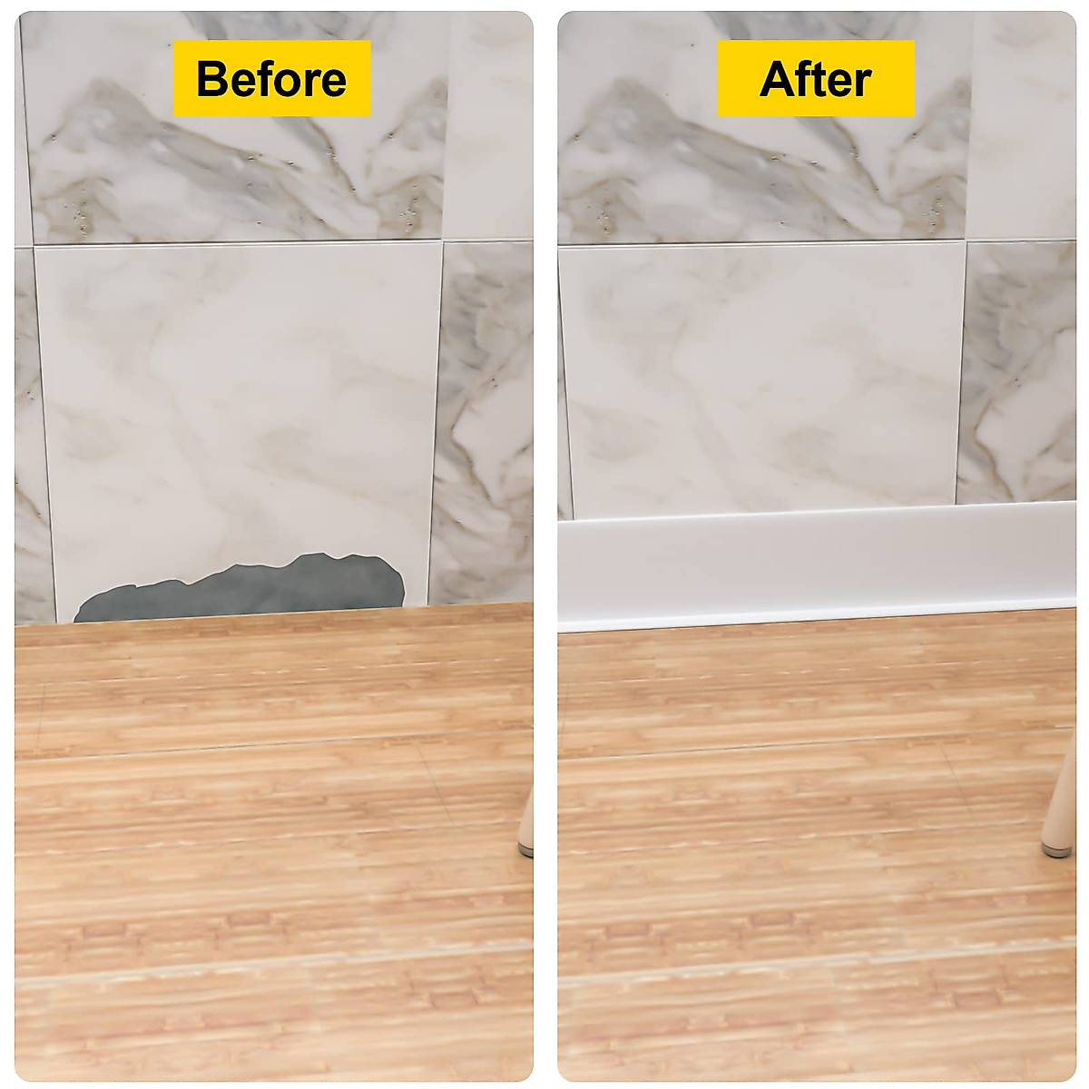 Jaspond Flexible Baseboard Molding Trim, 4 Inch(W) x 20 Feet(L) Self-Adhesive Vinyl Wall Base Cove Base, Peel and Stick Rubber Wall Base Moulding Trim