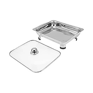 Gralara Buffet Dish Tray, Chafing Dish with Lid, Food Plate, Easy to Clean, Clear Cover Serving Tray Stainless Steel Chafer for Holidays Picnic Wedding, arc
