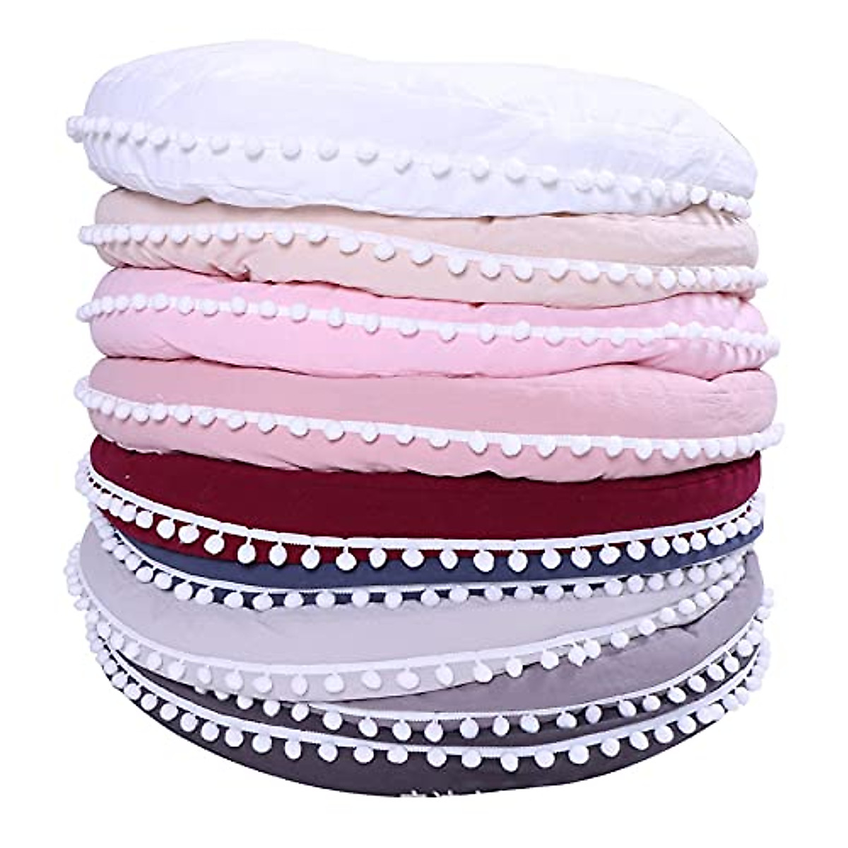 Pink Round Rug for Nursury,Pom Pom Circle Rug 3'X3' for Kids Room,Soft Cotton Carpet for Teen Girls Room, Circular Rug for Nursery Room,Crawling Mat for Baby