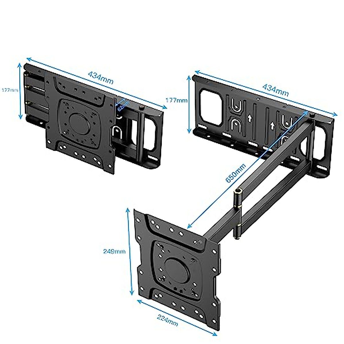 FORGING MOUNT Corner TV Wall Mount with 25.6inch Long Arm,Full Motion TV Mount Swivel and Tilt,Fit for 13-43”TVs,Monitor Wall Mount with Max VESA 200x200mm,16” Wood Studs,Holds up to 77lbs