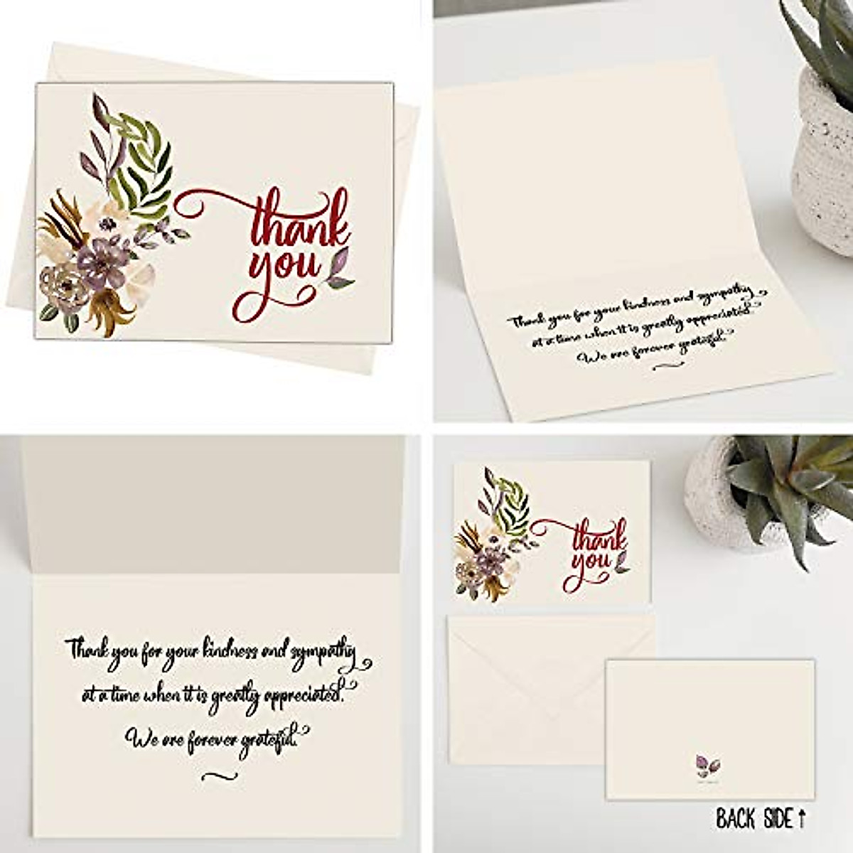 Assortment Variety Funeral Thank You Cards Sympathy Bereavement With Envelopes - Message Inside (50, Variety)