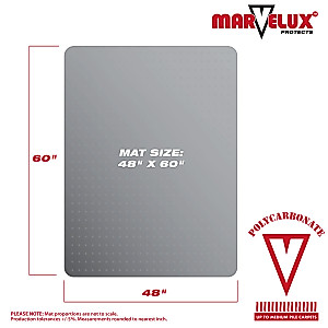 Marvelux Office Chair Mat for Carpeted Floors, Heavy Duty Polycarbonate for Medium Pile Carpets, Rectangular 48" x 60" Clear Office Chair Carpet Protector