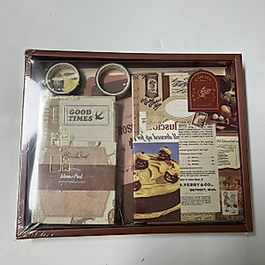 Draupnir Vintage Aesthetic Scrapbook Kit(346pcs), Bullet Junk Journal Kit with Journaling/Scrapbooking Supplies, Stationery, A6 Grid Notebook with Graph Ruled Pages.DIY Gift for Teen Girl Kid Women.