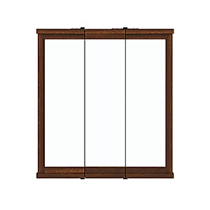 DHP Otum Bathroom 3 Door Mirrored Medicine Cabinet and Organizer, Surface Mount Wall Storage, Walnut