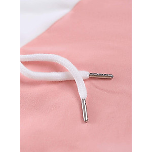 Eytino Women Plus Size Hoodies Tops Long Sleeve Colorblock Pullover Sweatshirt Casual Comfy Fall Fashion Outfits Clothes,1X Pink