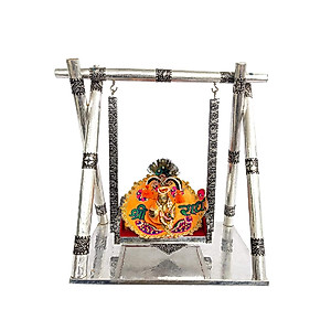 Generic Bhuvika Home Designs Aluminium and Oxodized Pooja JhulaSwingPalnaNand Gopal PalnaLaddu Gopal PalnaKrishna Jhula, Silver