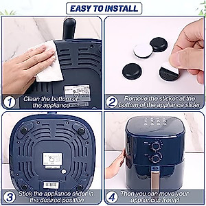 Appliance Slider for Kitchen Appliances,12pcs Self-Adhesive Small Appliance Slider,Kitchen Appliance Sliders for Counter Coffee Maker, Air Fryer, Pressure Cooker, Blender,Coffee Machine,Stand Mixer