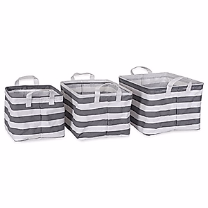 DII Cotton/Polyester PE Coated Assorted Laundry Bins, Assorted Small Bins, Gray