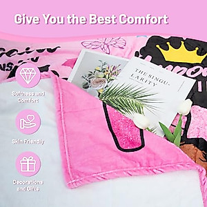 OIIJZzy African American Black Girl Blanket for Kids, Black Girl Magic Blanket for Baby Toddler, Afro Princess Throw Blanket for Sofa Bedroom Birthday Gift Decor 60"x50"