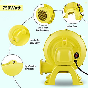 Air Blower for Inflatables- Inflatable Blower 450 Watt,0.6 HP Bounce House Blower for Jumper, Bouncy Castle Yellow Electric Air Pump Fan Commercial Blower