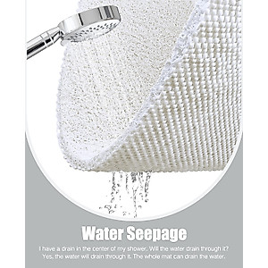 OTHWAY Shower Mat Non Slip without Suction Cups, Quick Drying Bathtub Mat Non Slip for Shower Bathroom, PVC Loofah Shower Mat for Wet Areas (White, 16" x 24")