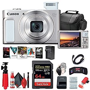 Canon PowerShot SX620 HS Digital Camera (White) (1074C001), 64GB Memory Card, NB13L Battery, Corel Photo Software, Charger, Card Reader, Soft Bag, Flex Tripod + More (Renewed)