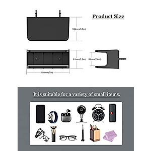 NOTMBESTM Bedside Wall Shelf Organizer Small Bedside Shelf Wall Mount for Bed Universal Stick on Wall Shelf Double Tray Holder for Storing Cellphone, Glasses, Keys, Camera, Alarm Clock (Black)