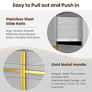 VOPEAK White Dresser for Bedroom, Wood Dresser, 6 Drawer Dresser with Gold Handle, Modern Large & Long Dresser for Cloth Storage, TV Stand Dresser,Chest of Drawers for Clost, Living Room, Nursery.