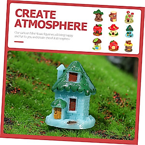 MERRYHAPY 9pcs Micro Landscape House Mini Decor Home Decor Mini House Miniature Resin House Decoraciones para Salas De Casa Fairy Mushroom House Small House Decoration Landscape Mini House