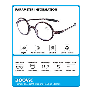 DOOViC Round Reading Glasses Blue Light Blocking Flexible Lightweight Readers Fashion Design Different Tortoise Glasses for Women Men & Men +3.5 Strength