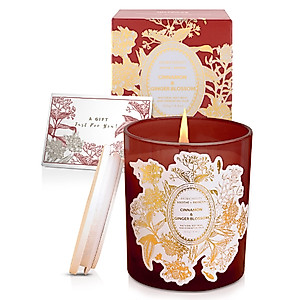 Cinnamon Ginger Blossom Wood Wick Scented Candle | Big Candle for Home Decor 10.6 oz Scented Soy Candle, Relaxing Candles for Women and Men, Aromatherapy Candle Gift