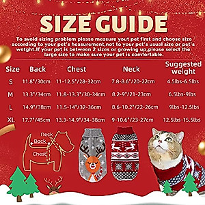 2Pack Dog Sweater Pet Reindeer Snowflake Sweaters for Cats and Small Dogs (Small)