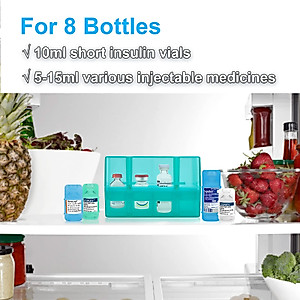 Healvaluefit 8-Holes Medication Vial Storage Box for Fridge, Insulin Vial Holder Organizer Case Fits Various 5ml-15ml Injectable Medicines Vials - Green