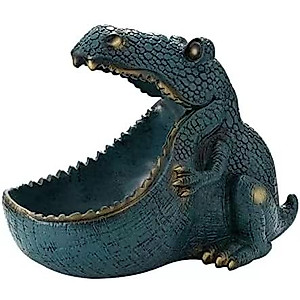 CUZOKOLA Dinosaur Statue Big Funny Unique Candy Bowl for Office Desk Animal Candy Dish for Office Desk Decor and Key Bowl for Entryway Table and Blue Playful Teal Candy Bowls Decorative Home Decor