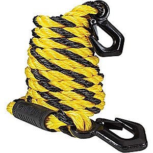 STANLEY S1052 Black/Yellow 5/8" x 15' Poly-Blend Braided Tow Rope with Heavy Duty Tri-Hook (7,200 lbs Break Strength)