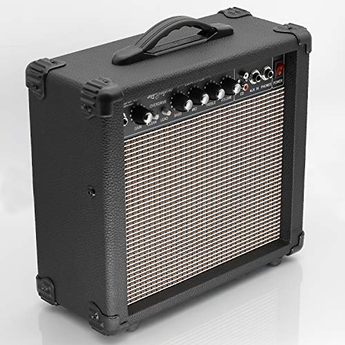 Leo Jaymz 20W Electric Guitar Amplifier - Clean and Distortion Channel - 3 Band Equalization and CD Line Input - Recording Studio, Practice Room, Small Courtyard (6.5" Black)