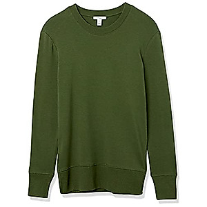 Daily Ritual Women's Long-Sleeve Crewneck Sweatshirt with Side Cutouts, Dark Olive, Medium