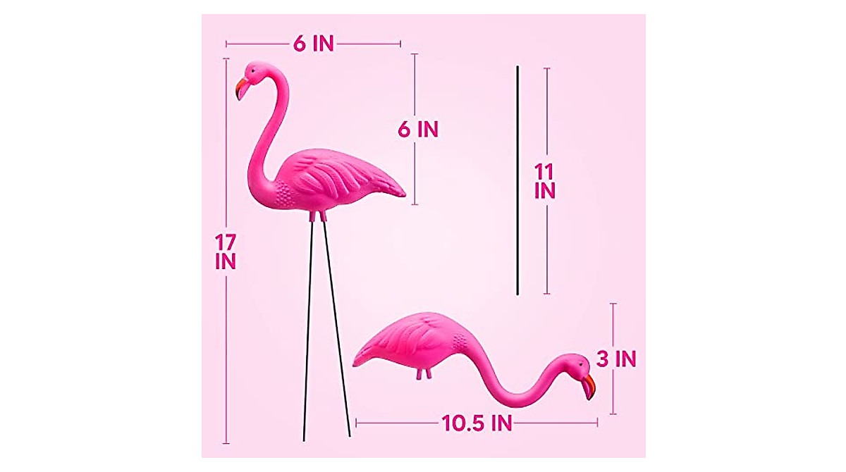 Joyin Pink Flamingo Yard Stakes - 6 Pack Outdoor Garden Decor