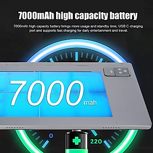 10.1 Inch 2 in 1 Tablet, Octa Core Processor 5G WiFi Tablet, 8GB RAM 256GB ROM 4G Cellular Tablet with Keyboard for Office, Business, Gaming 100‑240V Black (Blue)