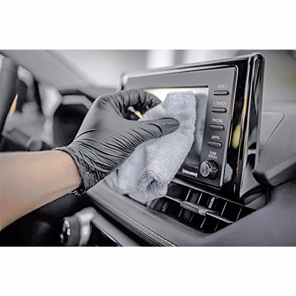 LW Concept Black Medical Nitrile Examination Gloves - Latex & Powder-Free, Disposable, Ultra-Strong, Healthcare, Food Handling Use (Large, Box of 100)