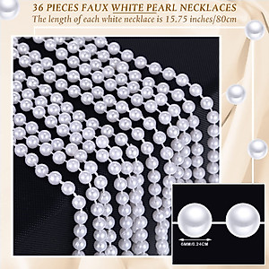 36 Pack Long Pearl Necklace Fake Pearl Necklace Bulk Costume Jewelry for Women 1920s White Faux Pearl Beaded Strand Layered Necklace Accessories for Christmas Wedding Bridal Shower Tea Birthday Decor