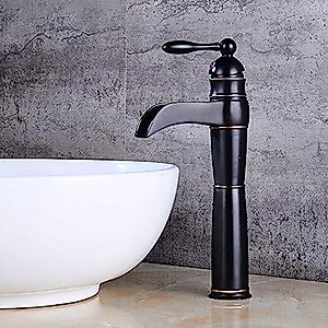 Kitchen & Bath Fixtures Taps Faucet,EuropUPC Black Ancient Faucet Above Counter Basin Hot and Cold Faucet Waterfall Bathroom Heightening Faucet